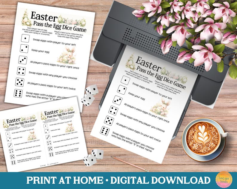 Pass the Egg Easter Party Game PDF, Roll the Dice Gift Exchange Spring ...