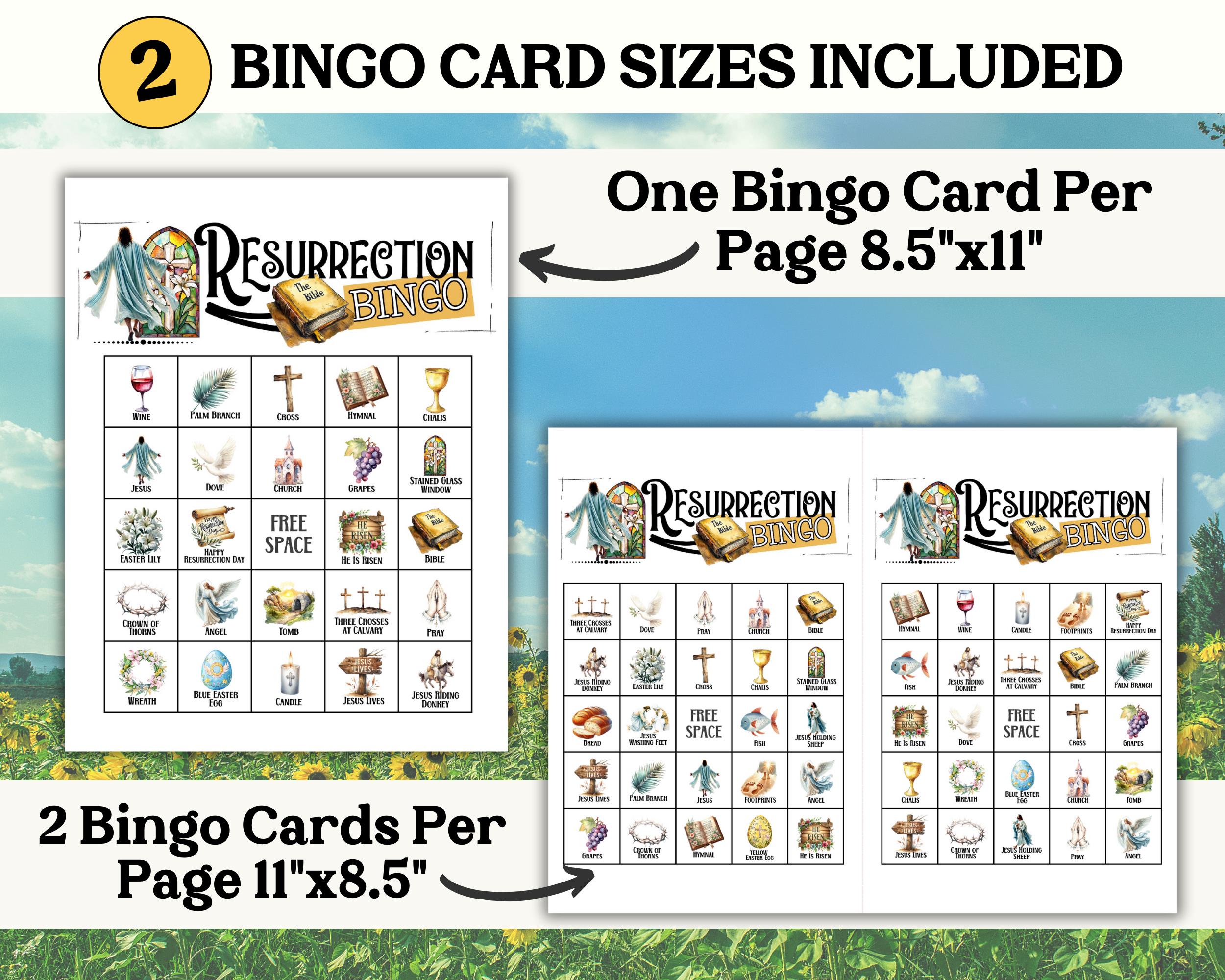Resurrection Bingo Cards Printable PDF, Christian Religious Easter ...