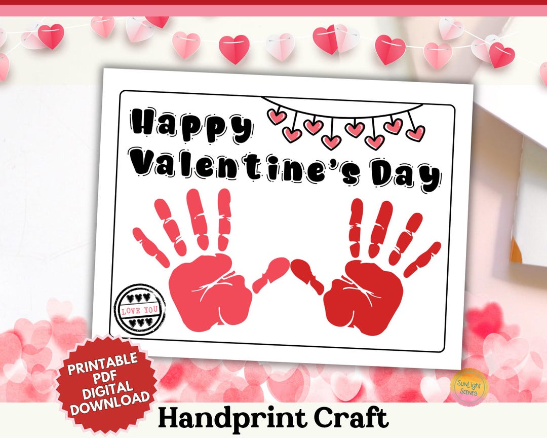 Valentine Handprint Art PDF, Daycare Paint Project for Twos, Preschool ...