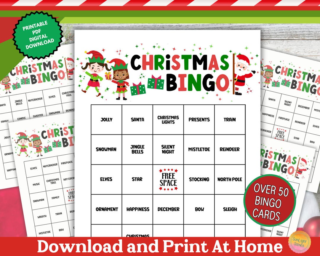 Christmas Bingo Printable PDF, Xmas 100 Bingo Cards Bundle, Kids ...