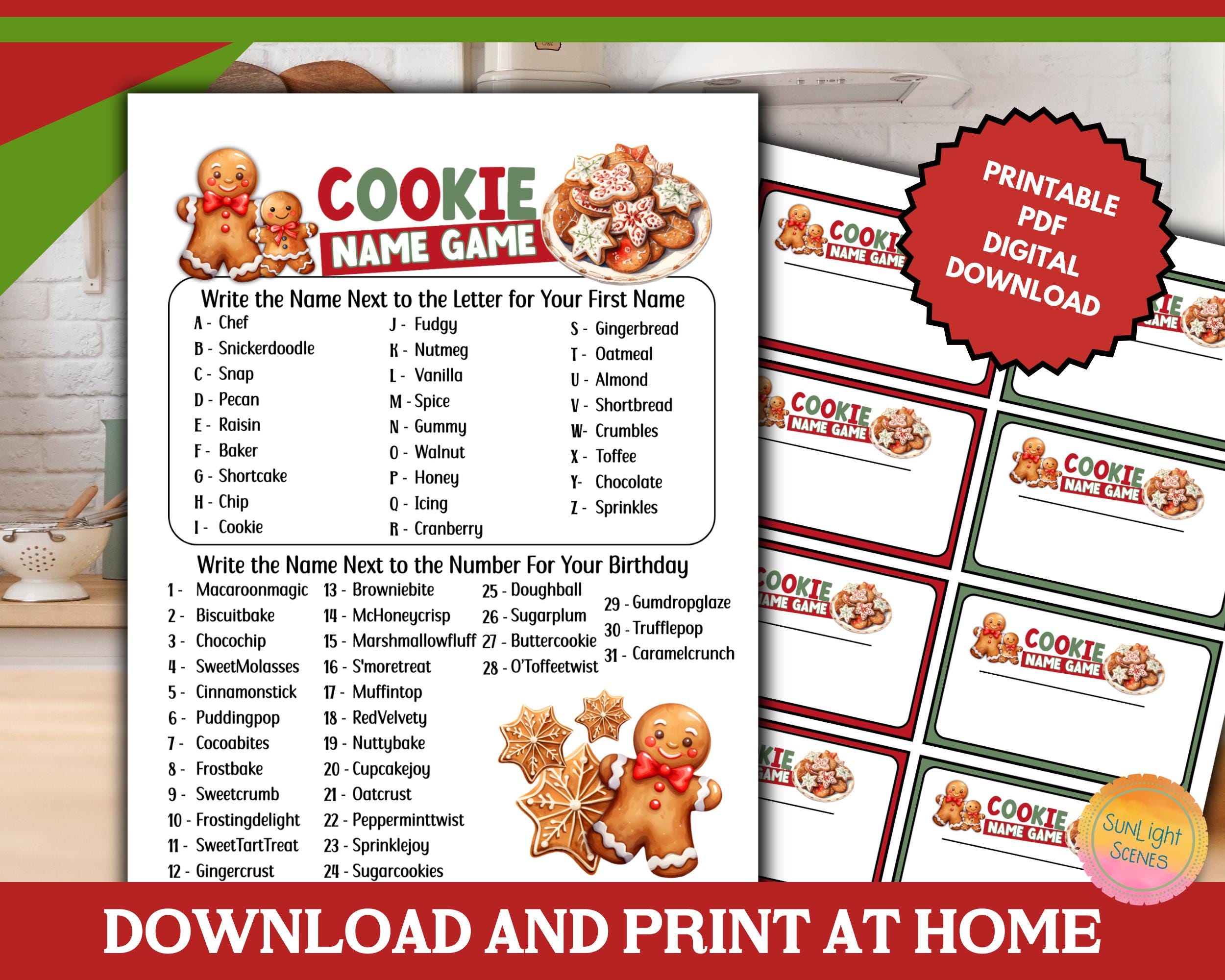 Cookie Name Game Generator Printable Christmas Whats Your Cookie Baking ...