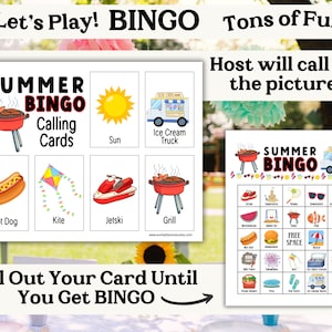 Summer Printable Bingo Cards, Ice Cream Social Kids Birthday Party, 100 ...