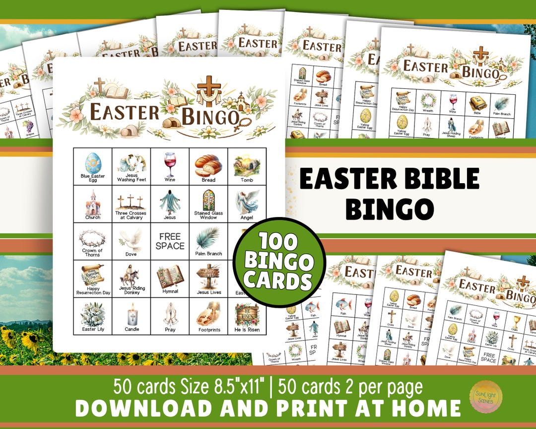 Easter Bible Bingo Game (printable PDF) Christian Holy Week Activity He ...
