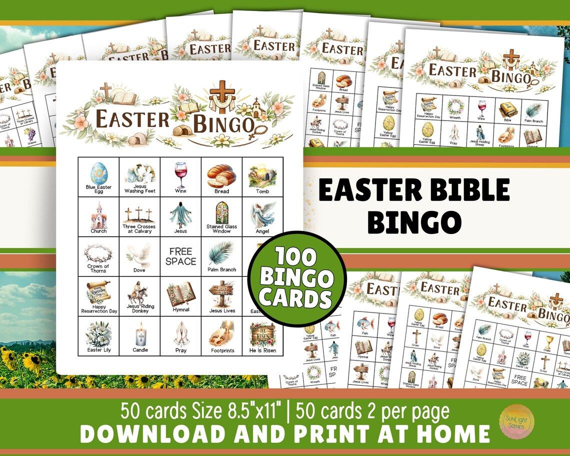 Easter Bible Bingo Game (printable PDF) Christian Holy Week Activity He ...