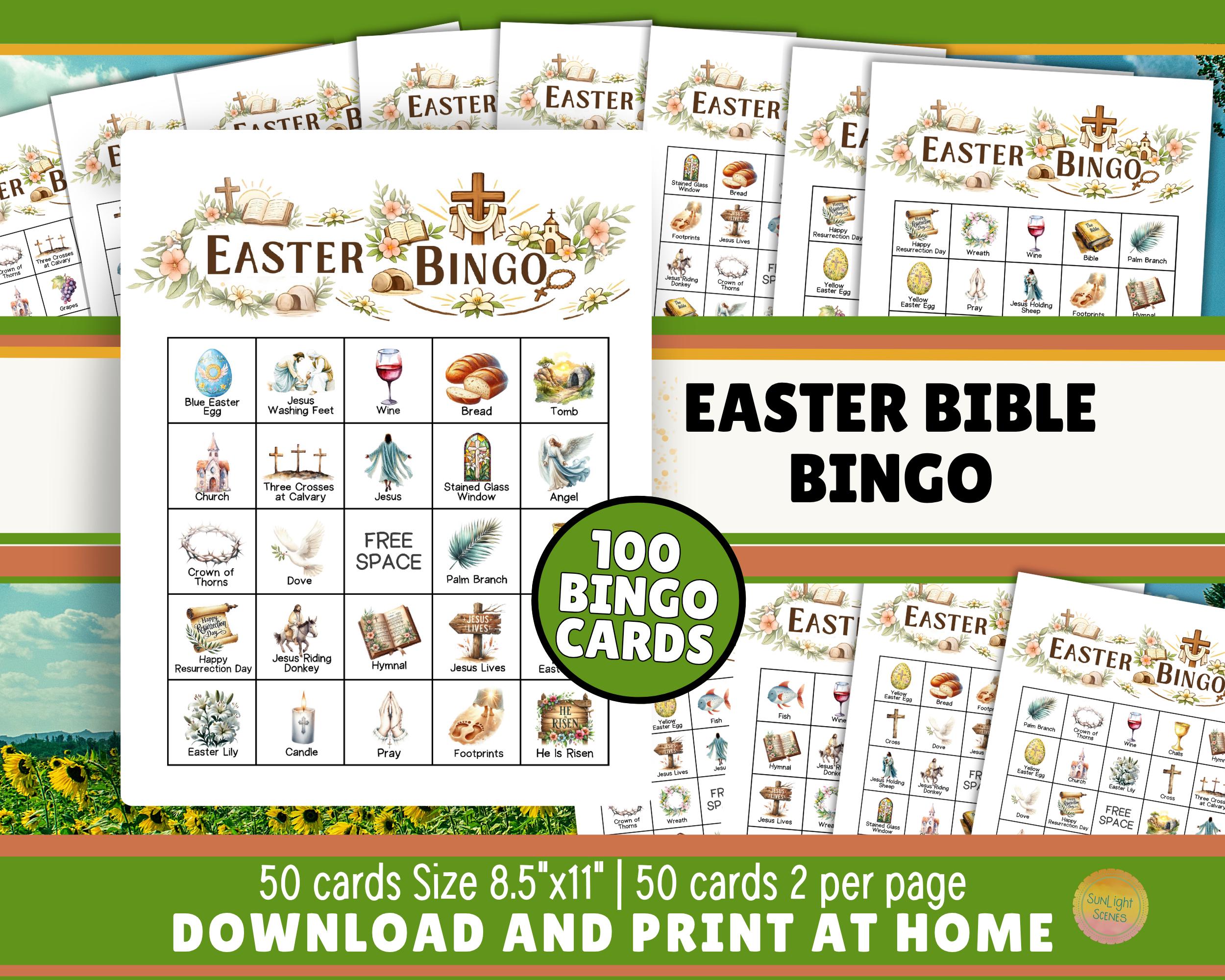Easter Bible Bingo Game (printable PDF) Christian Holy Week Activity He ...