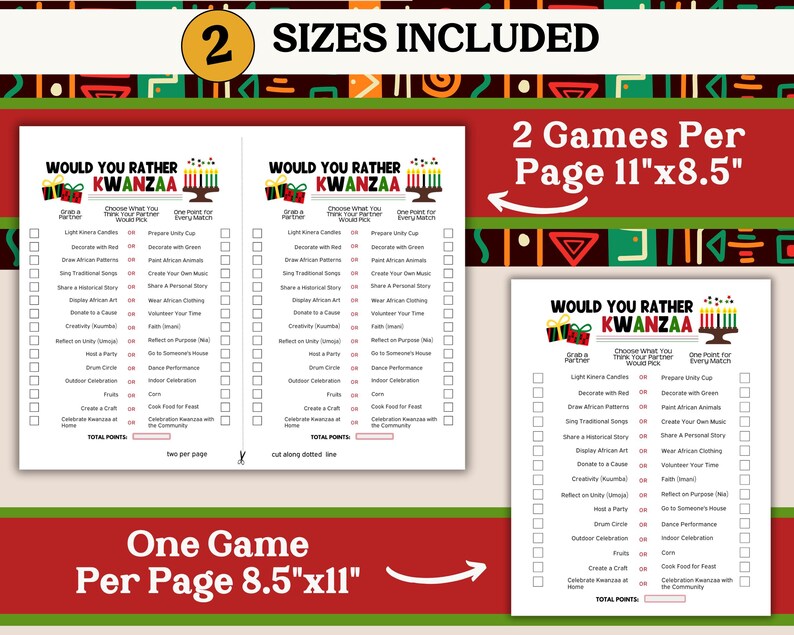 Kwanzaa Would You Rather Game Printable PDF, Seven Principles Kwanzaa ...