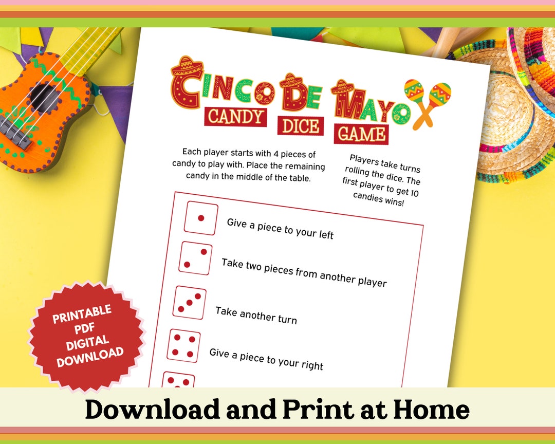 Cinco De Mayo Candy Dice Game for Kids, Family Reunion Mexican Fiesta ...