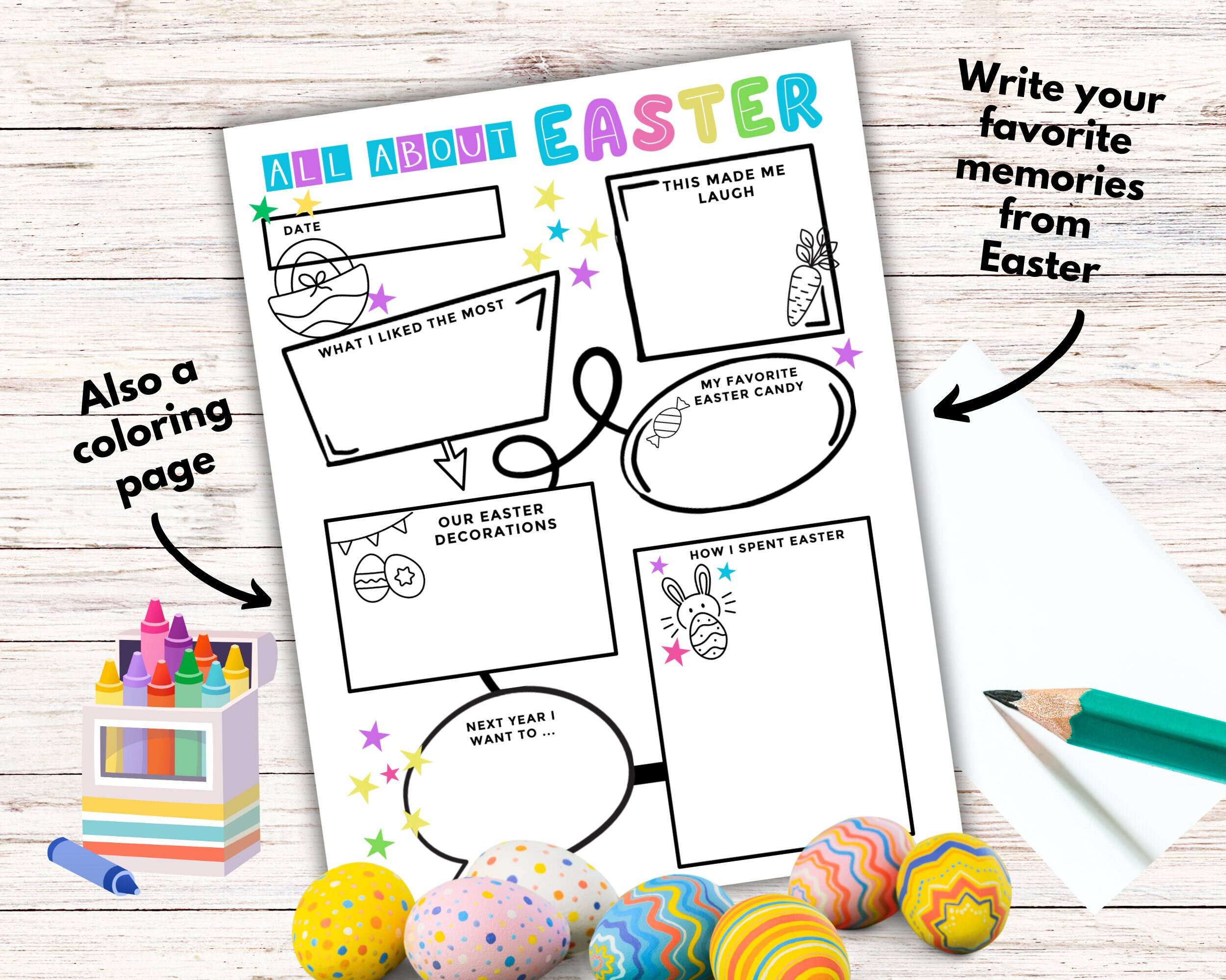 All About Me Easter Coloring Page, Printable Preschool Kids Spring ...