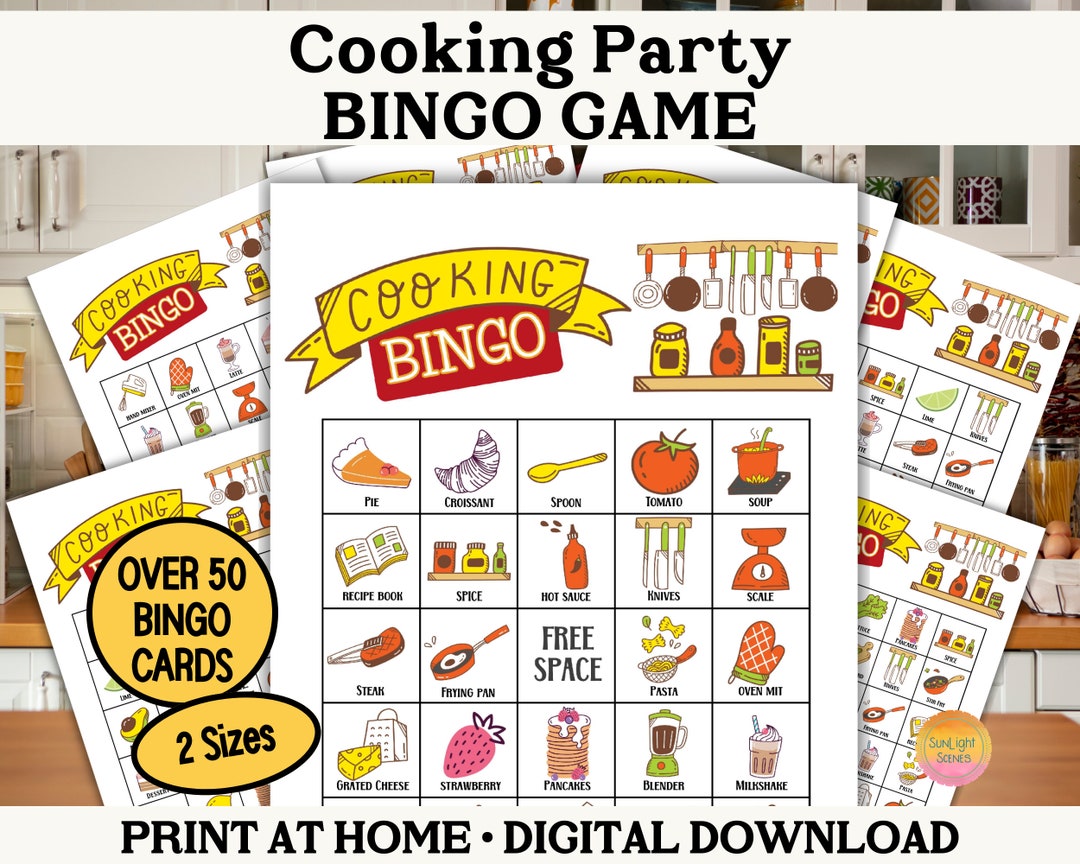 Baking Party Printable Bingo Cards for Ladies Night, Cooking Bingo ...