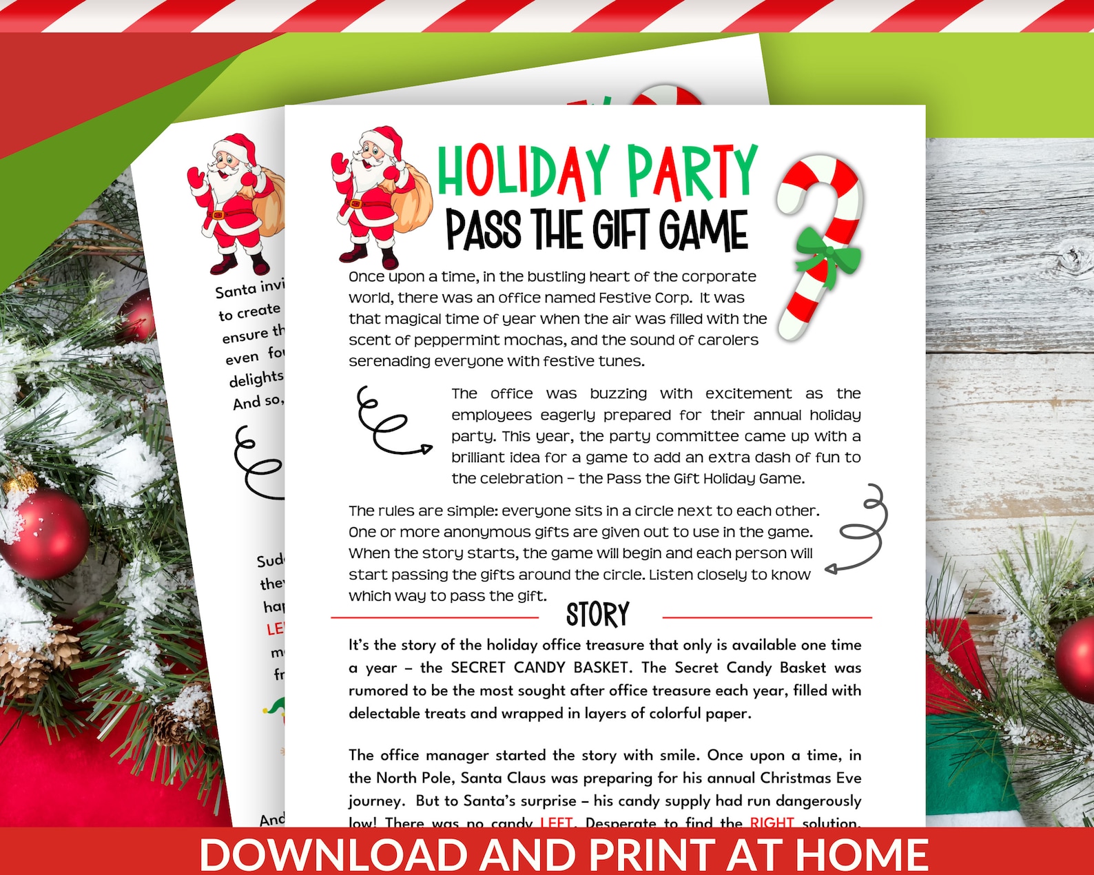 Office Holiday Party Pass the Gift Swap Game, Left Right White Elephant ...