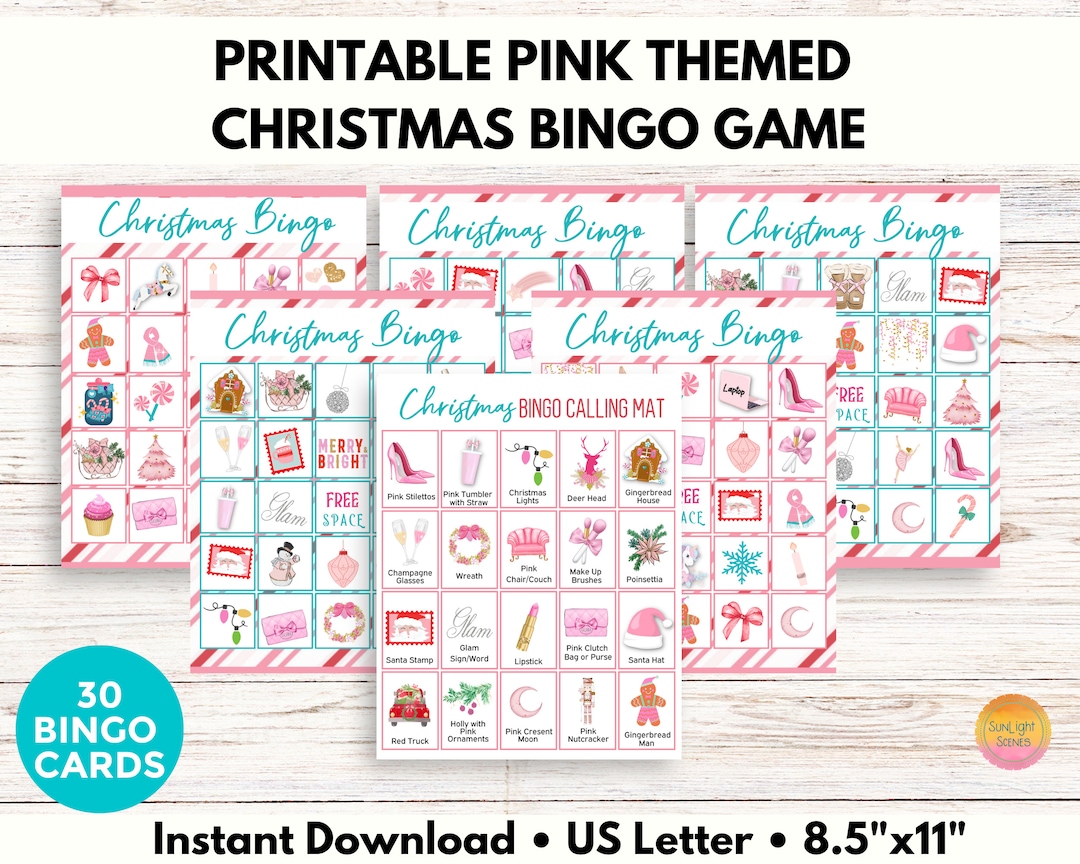 Pink Christmas Bingo Game for Ladies Night Out Christmas - Etsy
