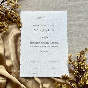 Premium Nikah Certificate, Handmade Cotton Paper, Deckle Edge Card ...
