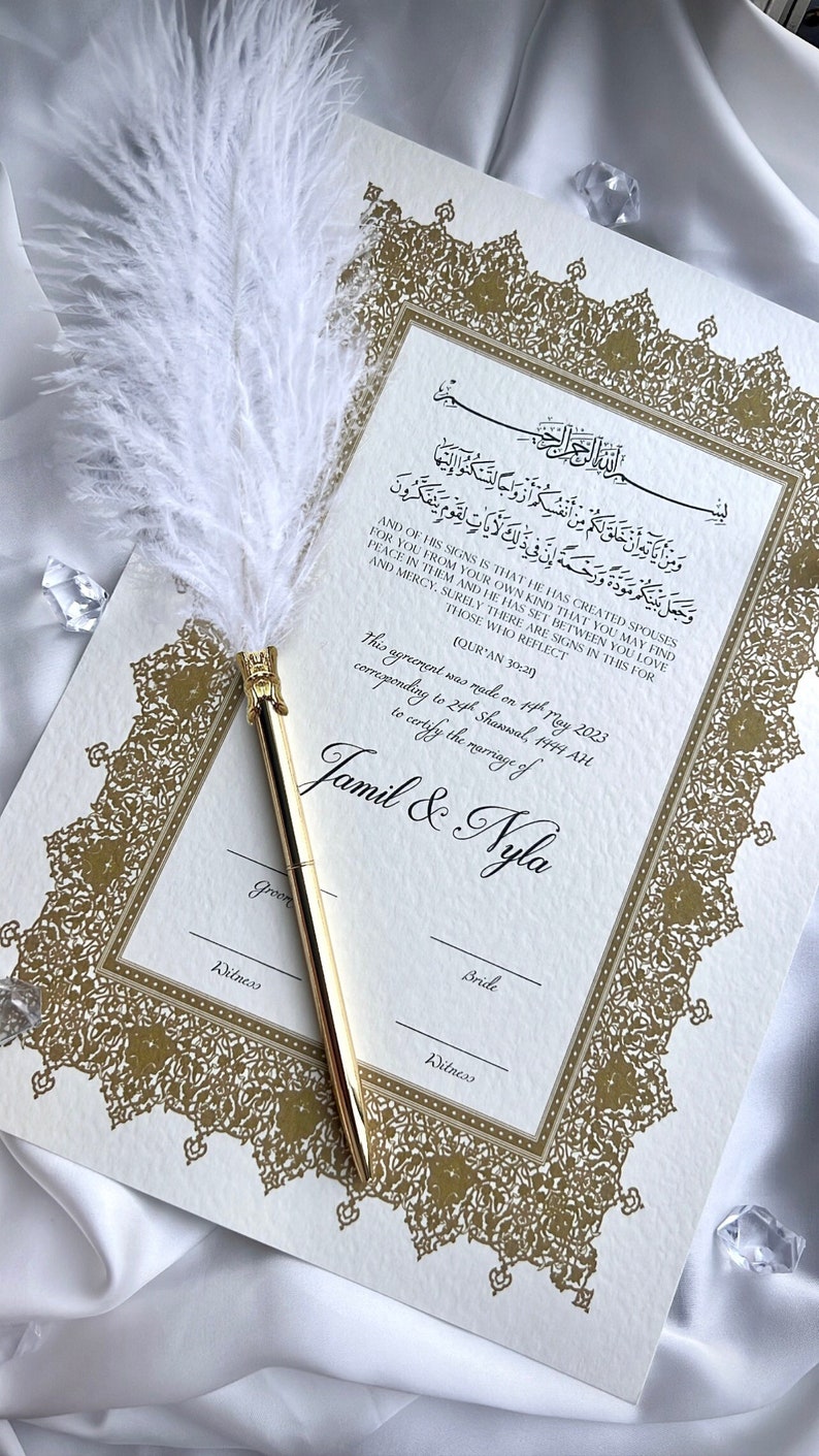 A3 Luxury Nikkah Certificate, Premium A4 Islamic Wedding Contract ...