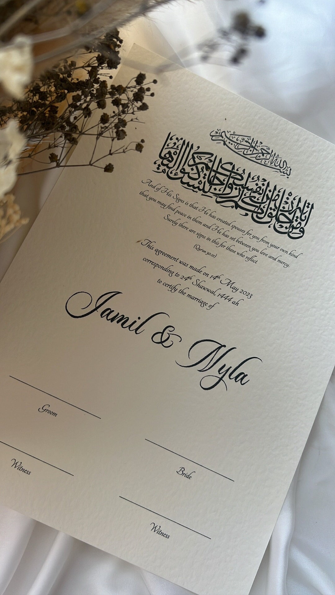 Modern Nikkah Certificate, Minimalist Islamic Nikkah Contract, Muslim ...