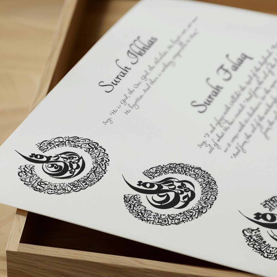 Quran Calligraphy Art Print, Four Quls Print, Surah Quran Print, 4 Kuls ...