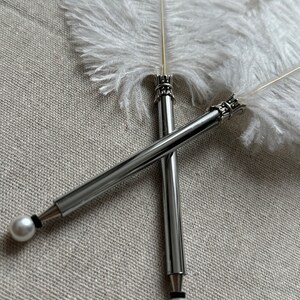 Luxury Feather Pen, Silver Quill Pen, White Ostrich Feather Pen ...