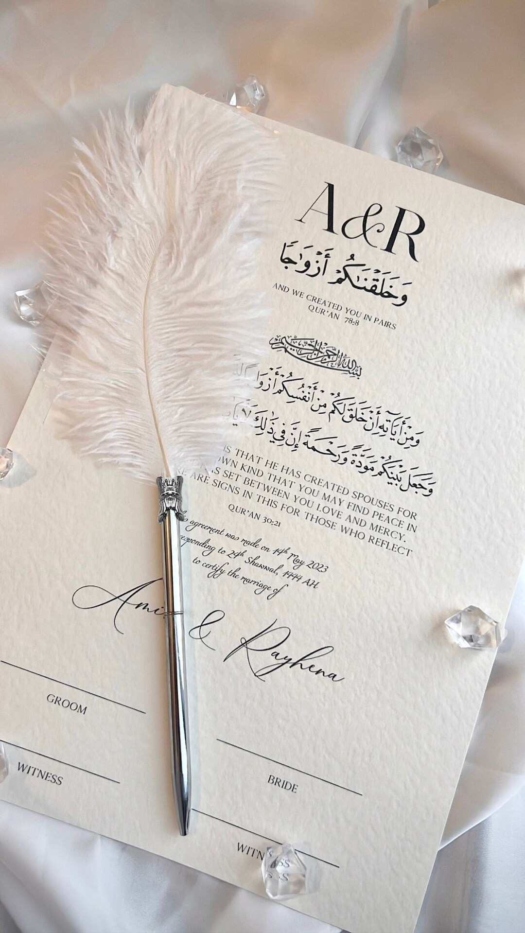 A3 Nikkah Certificate Modern, Islamic Nikkah Contract Minimalist ...