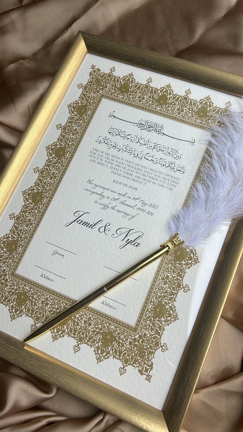 A3 Luxury Nikkah Certificate, Premium A4 Islamic Wedding Contract ...
