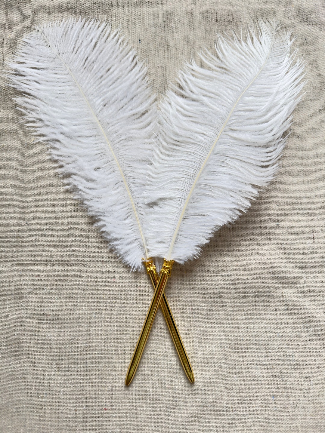 Feather Pen Gold, Gold Quill Pen, White Ostrich Feather Pen, Wedding ...