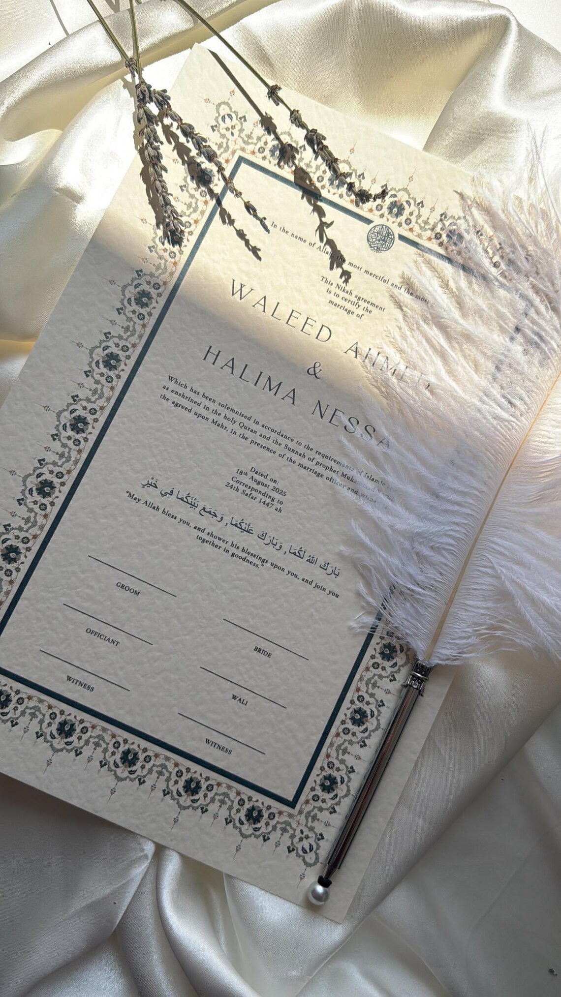 Nikah Certificate, Islamic Wedding Contract, Nikah Nama, Muslim ...