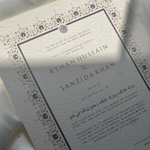 Luxury Nikkah Certificate, Premium A4 Islamic Wedding Contract, Nikkah ...