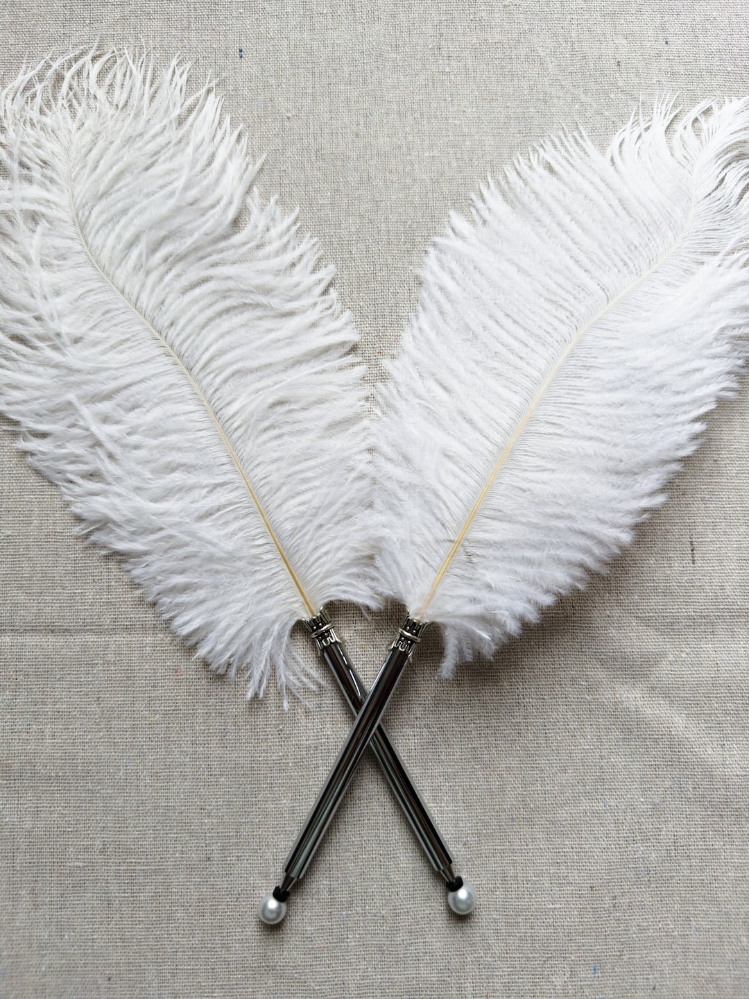 Luxury Feather Pen, Silver Quill Pen, White Ostrich Feather Pen ...