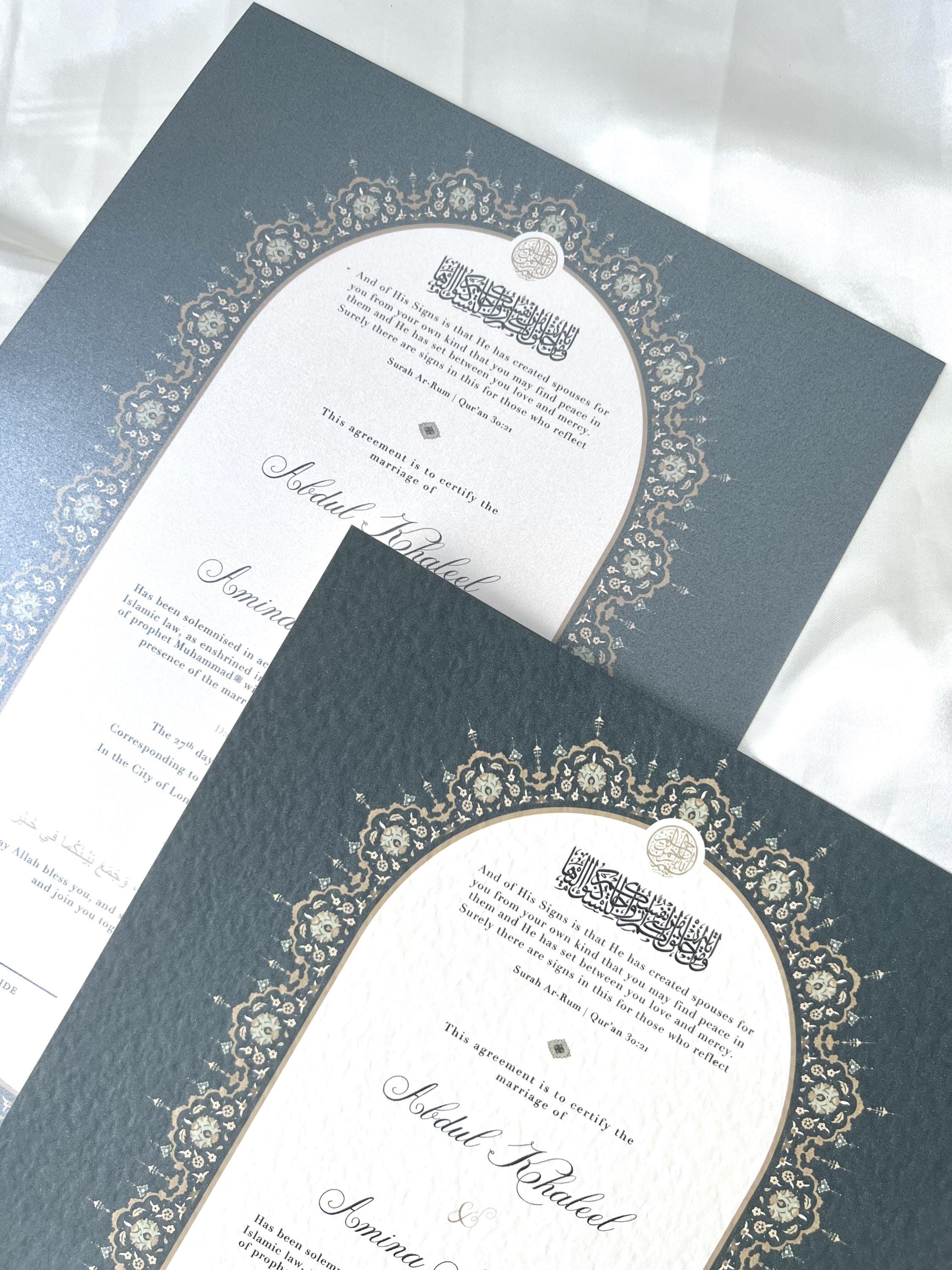 Nikah Certificate, Luxury Islamic Wedding Contract, Nikkah Nama, Muslim ...