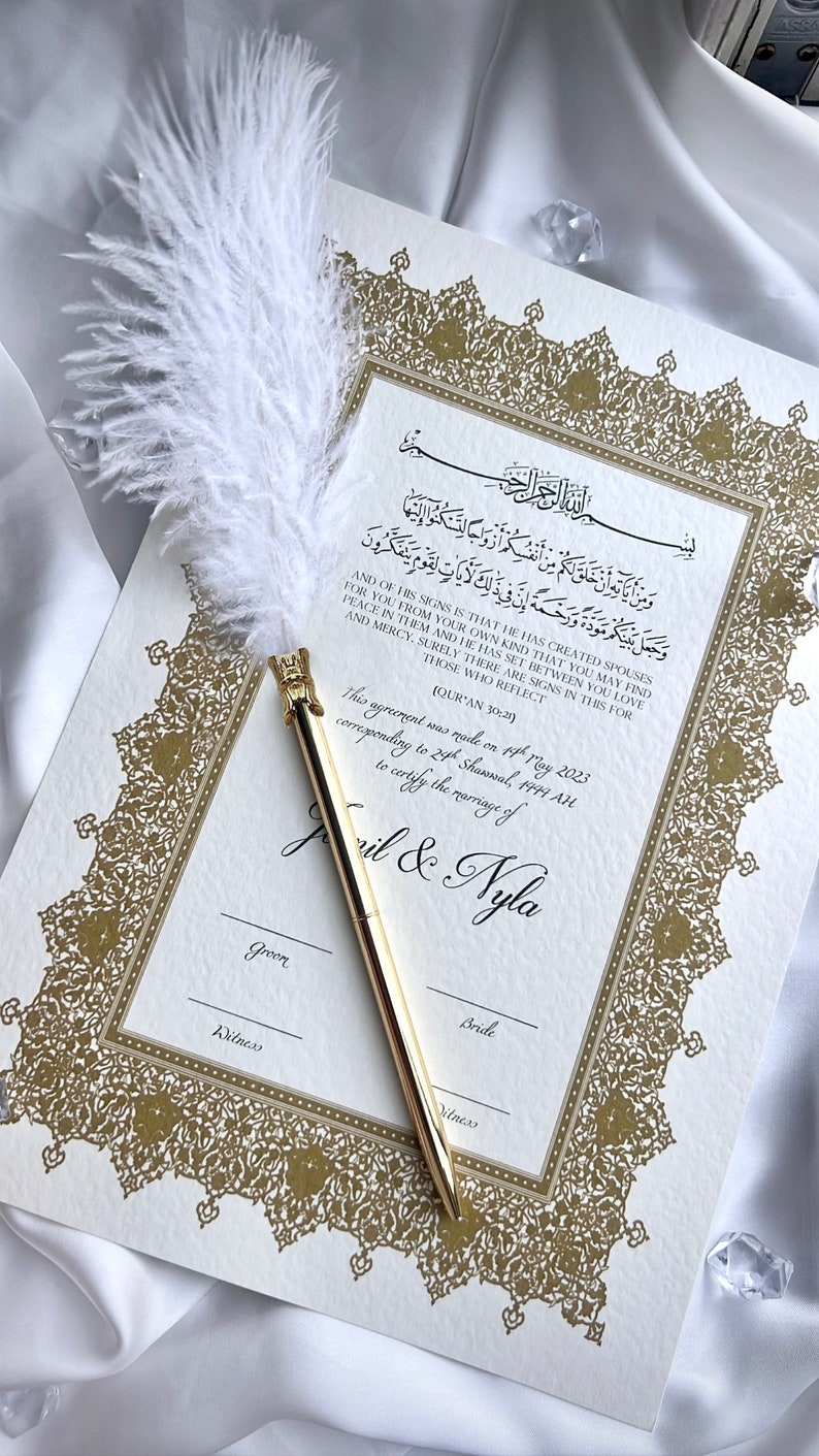 Luxury Nikah Certificate, Islamic Wedding Contract, Muslim Marriage ...