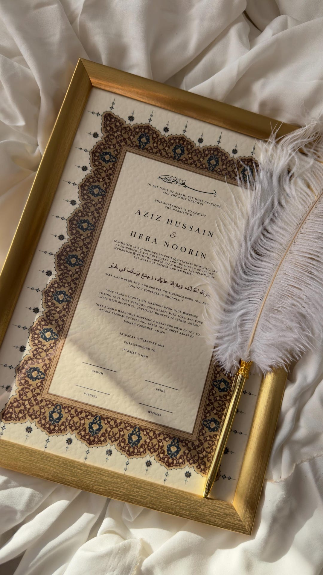 Nikah Certificate, Islamic Wedding Contract, Muslim Marriage Document ...