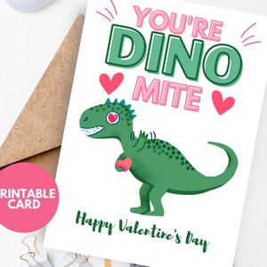 Dinosaur Valentines Printable Card - Etsy