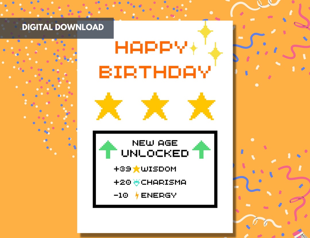 Geeky Birthday Card New Age Unlocked RPG Birthday Card - Etsy