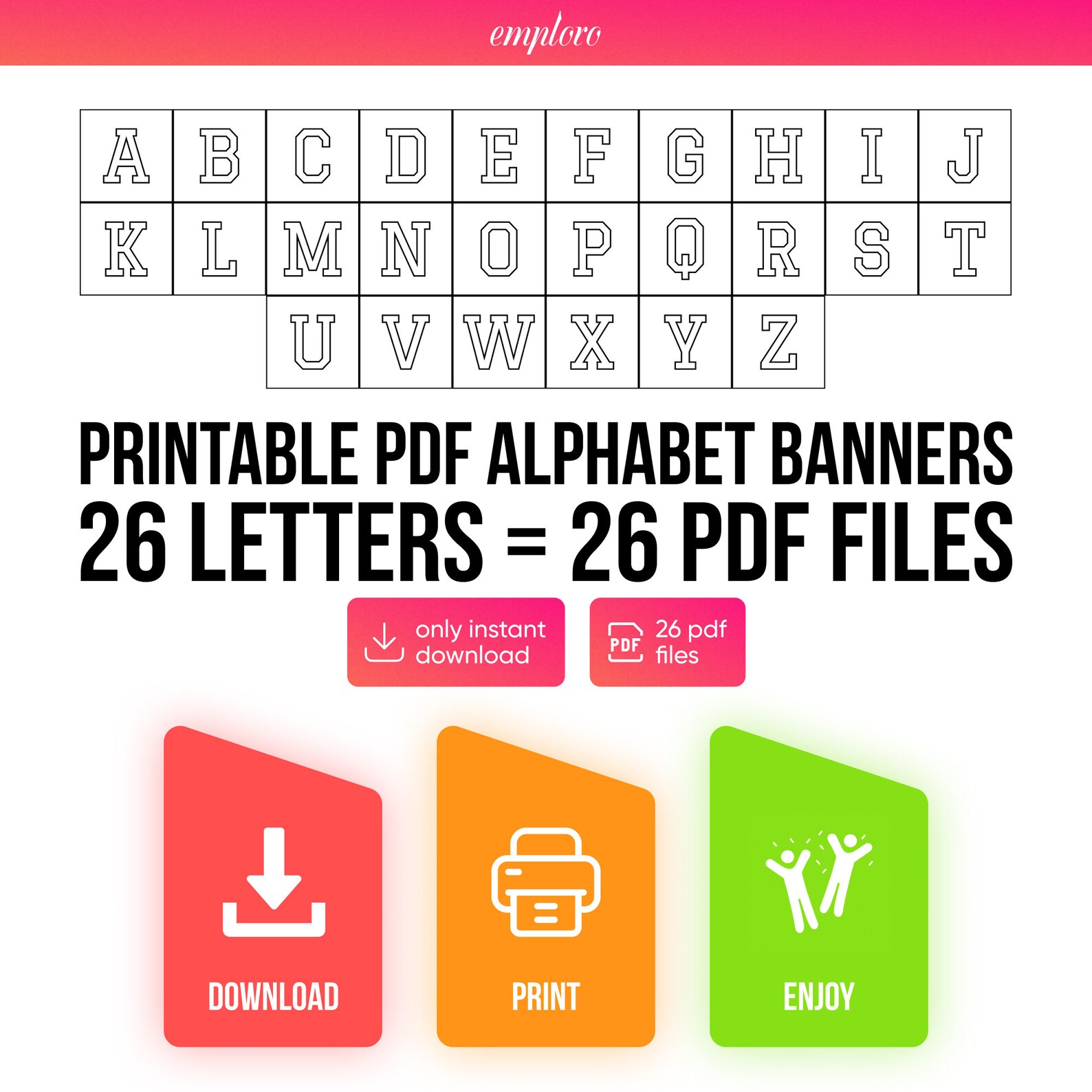 Printable Alphabet Letters Banners ABC A-Z Banners - Etsy