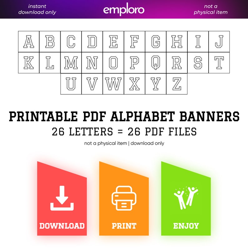 Printable Alphabet Letters Banners ABC A-Z Banners - Etsy