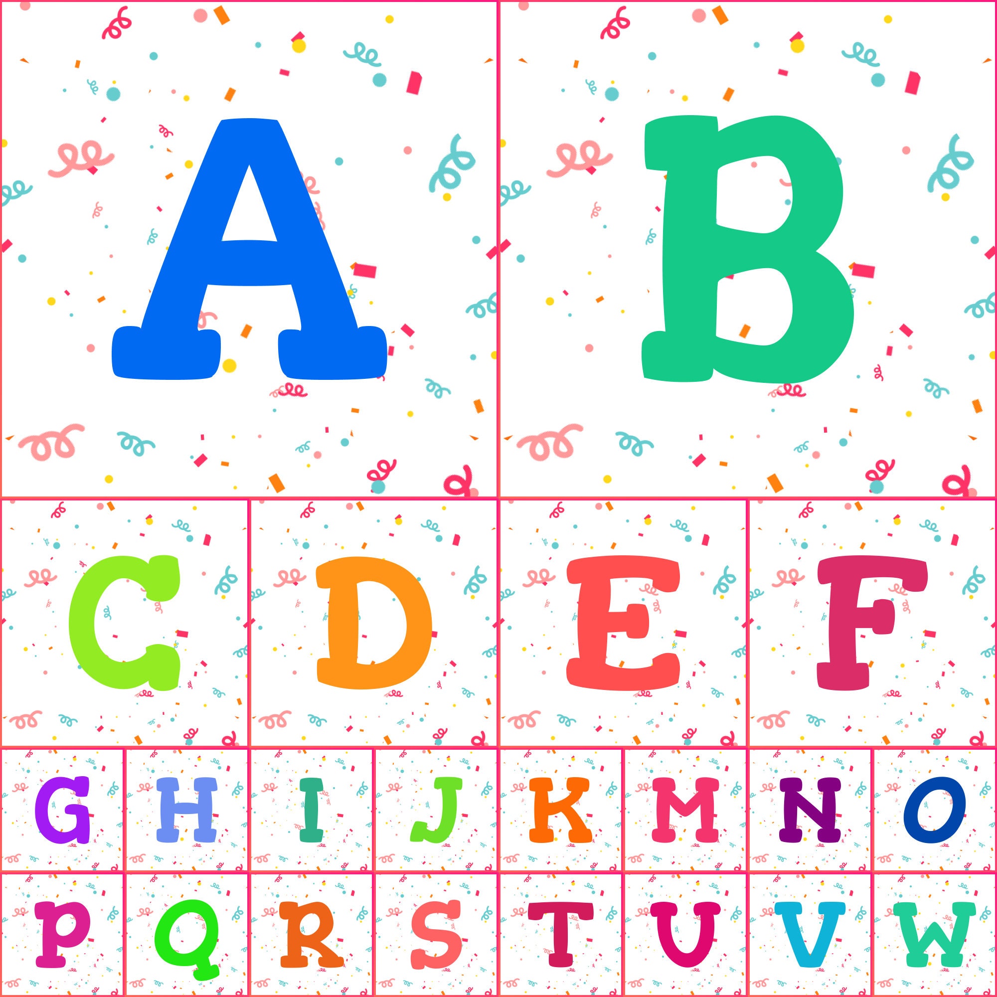 Printable Alphabet Letters Banners happy ABC A-Z Banners - Etsy