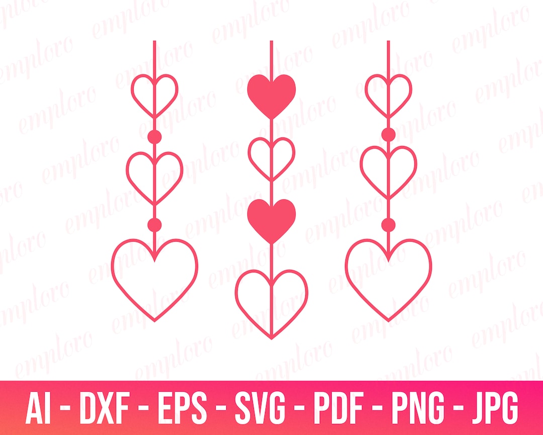 Hearts on Strings SVG Heart Decoration Svg Pink Heart Svg Love Svg ...