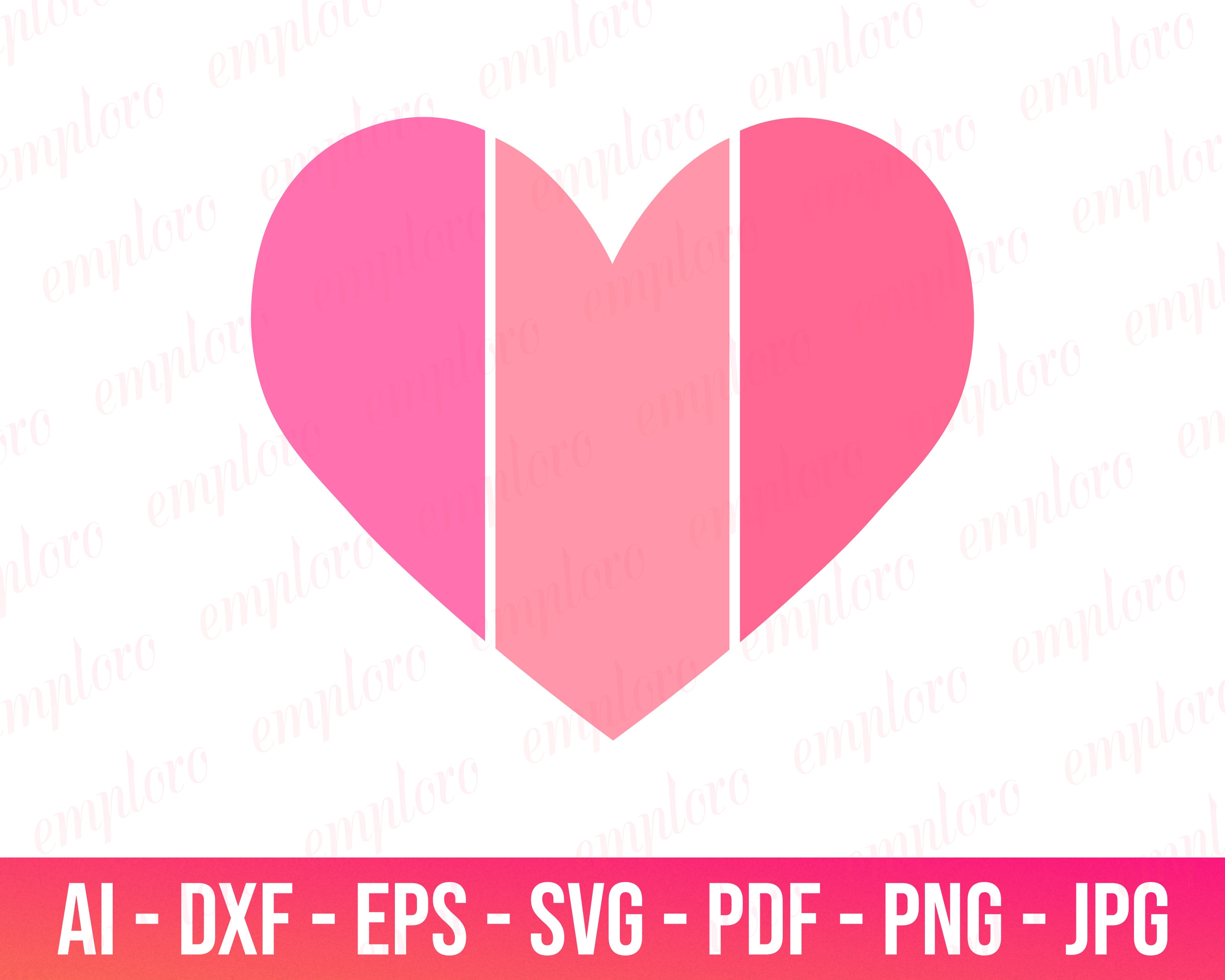 Heart Triple-striped SVG Heart Decoration Svg Pink Heart - Etsy