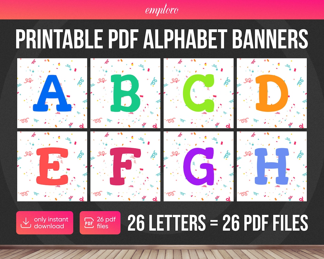 Printable Alphabet Letters Banners happy ABC A-Z Banners - Etsy