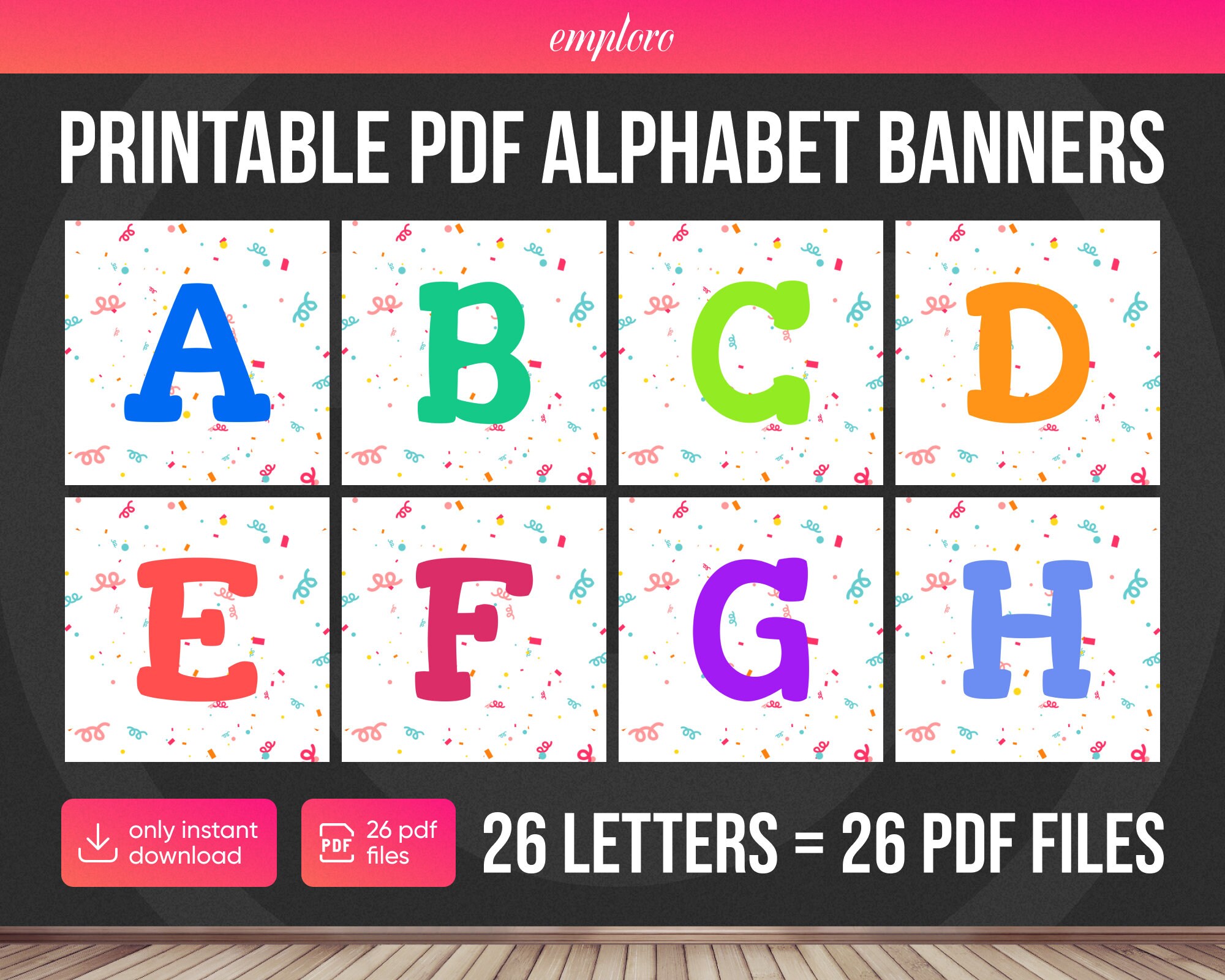 Printable Alphabet Letters Banners happy ABC A-Z Banners - Etsy