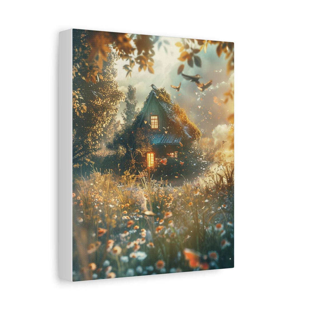 Cozy Cottagecore Countryside Canvas Wall Art, Sunset Aesthetic Home ...