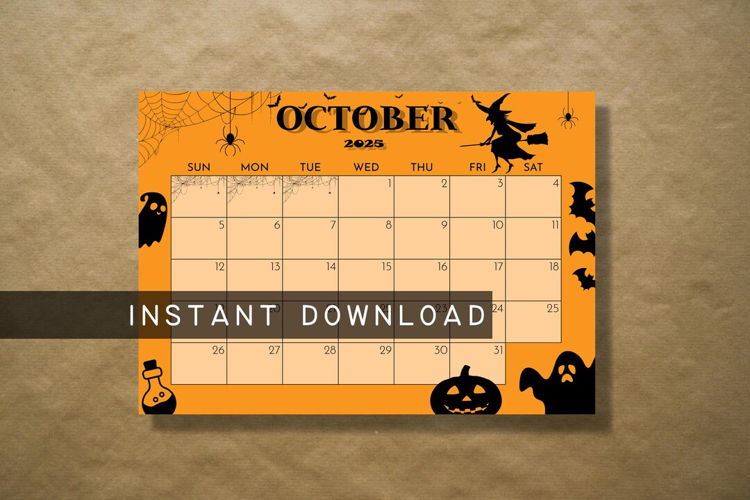 PRINTABLE October 2025 Calendar, A4 Halloween Themed Planner PDF, Jpeg ...