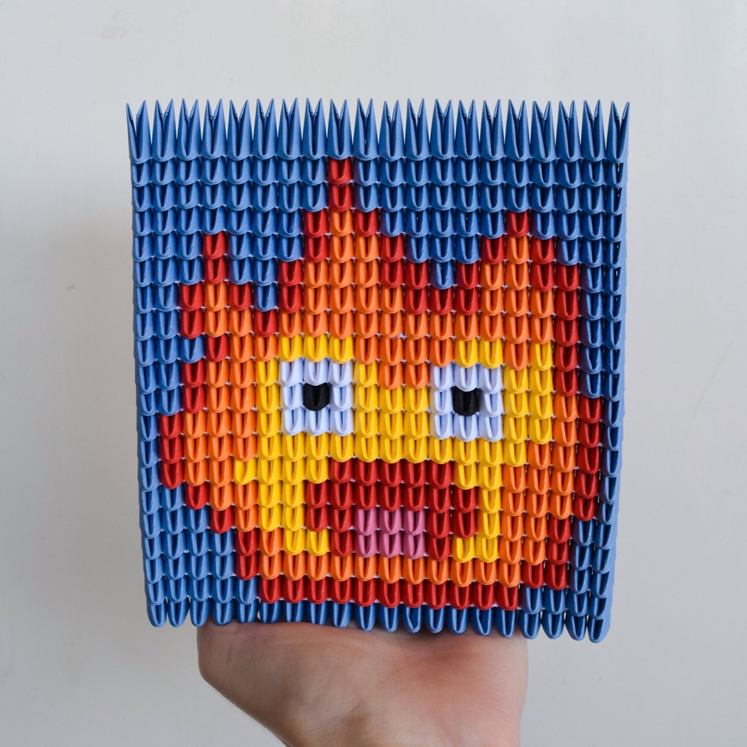 Howl' S Moving Castle Calcifer 3d Origami Pixel Art Studio Ghibli Art ...