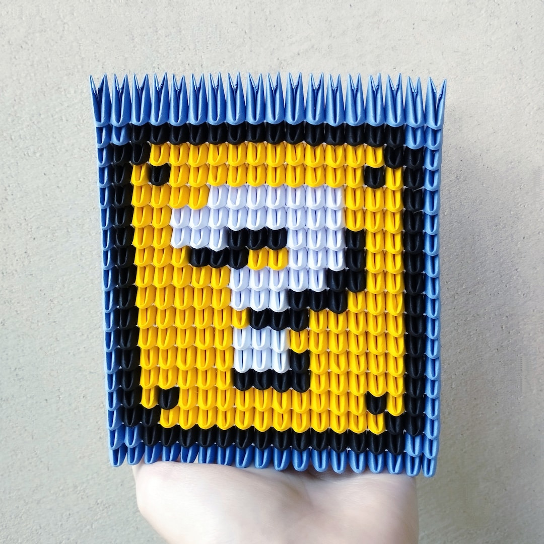 Super Mario Bros Mystery Box 3d Origami Pixel Art | Wall Decor | Desk ...