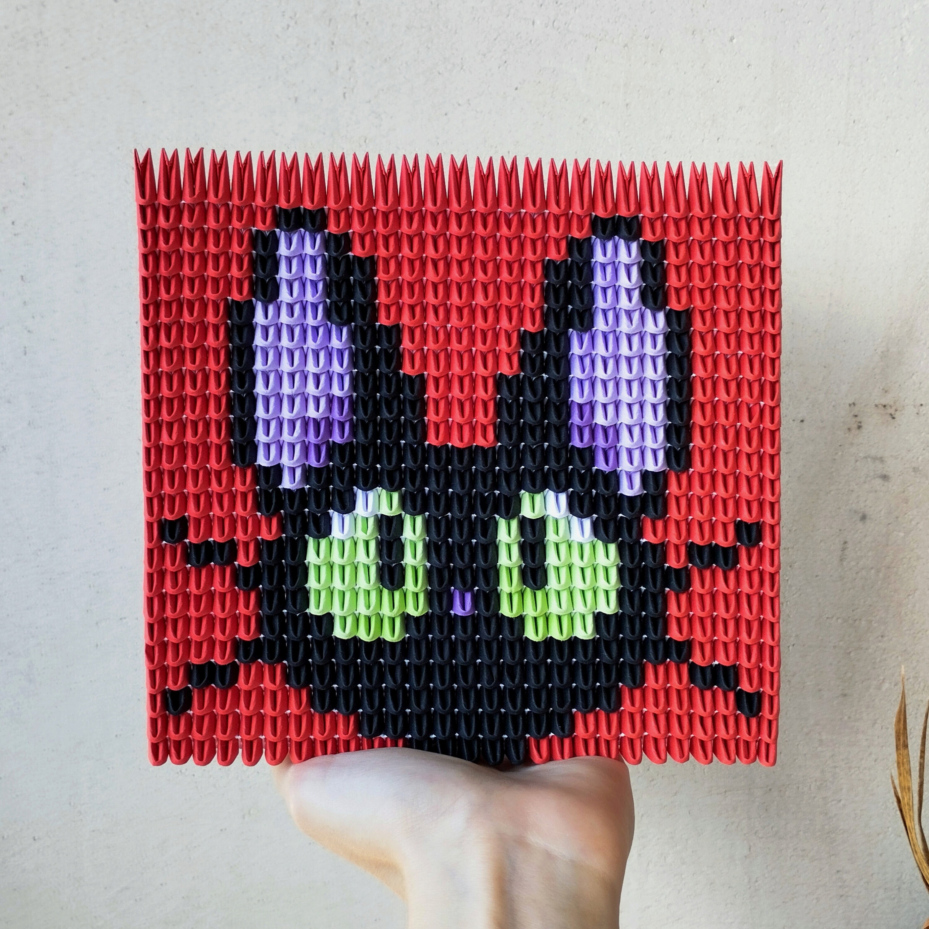 Black Cute Cat 3d Origami Pixel Art Origami Art Anime Gift Idea Home ...