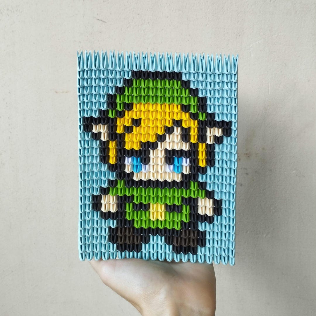 Link 3D Origami Paper Pixel Art: Legend of Zelda Gamer Decor - Etsy UK