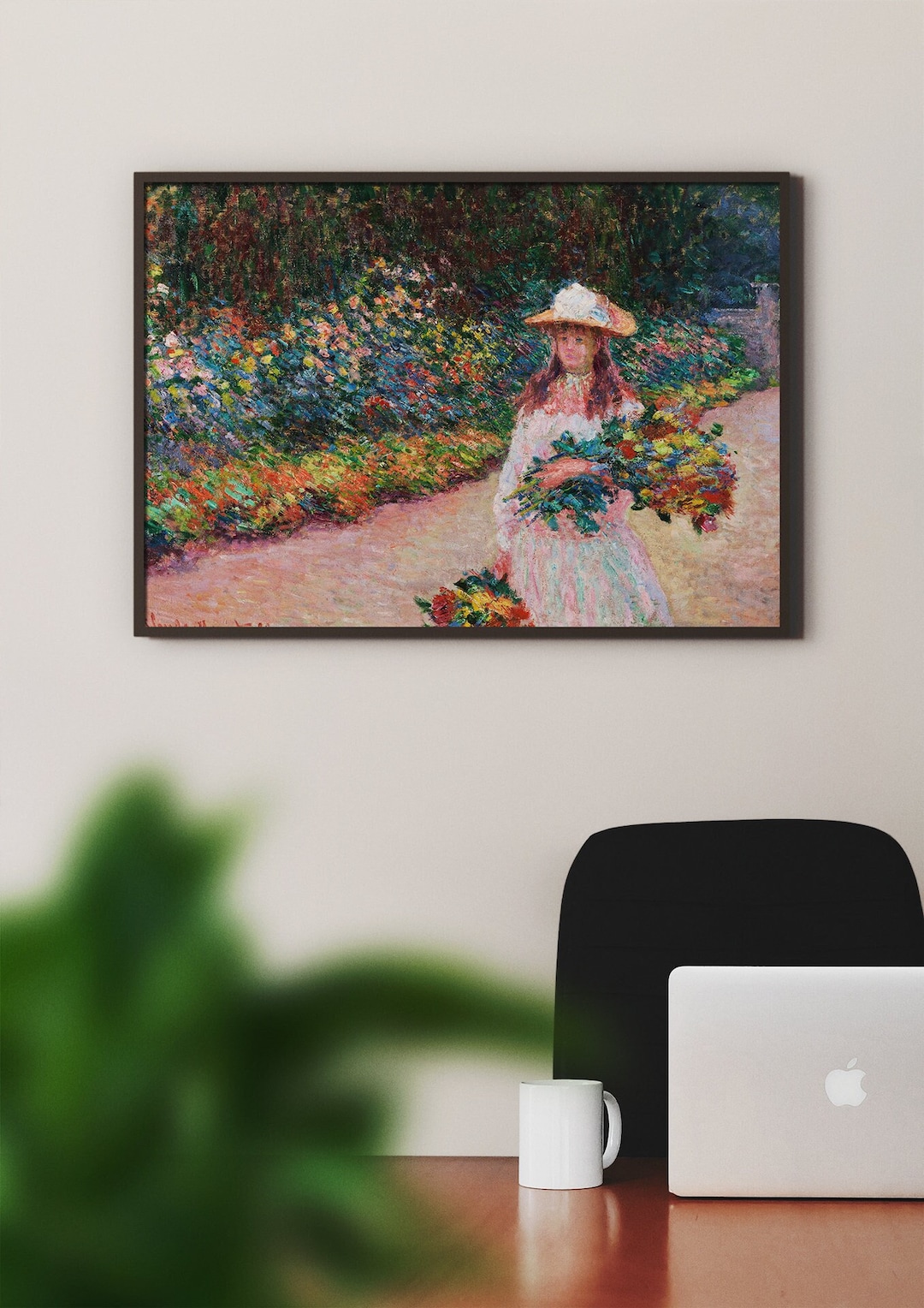 Claude Monet: Young Girl in the Garden of Giverny. Giclee Museum Luxury ...