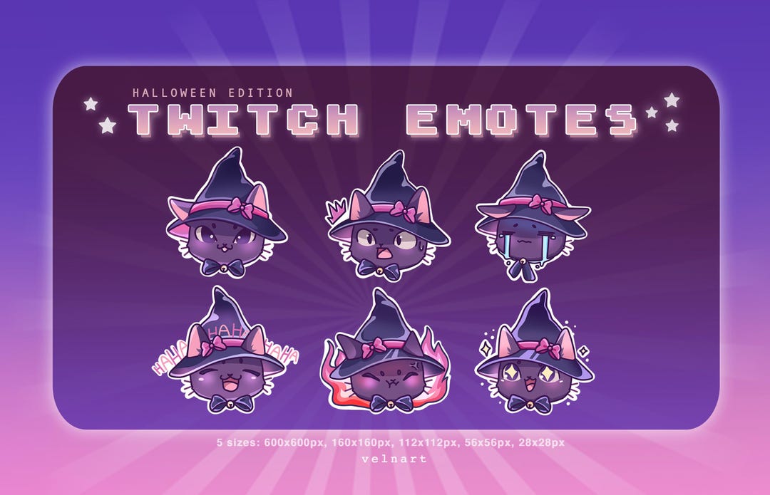 Twitch/discord Emotes | 6 Pack | Halloween | Cat | Cute | Witch - Etsy
