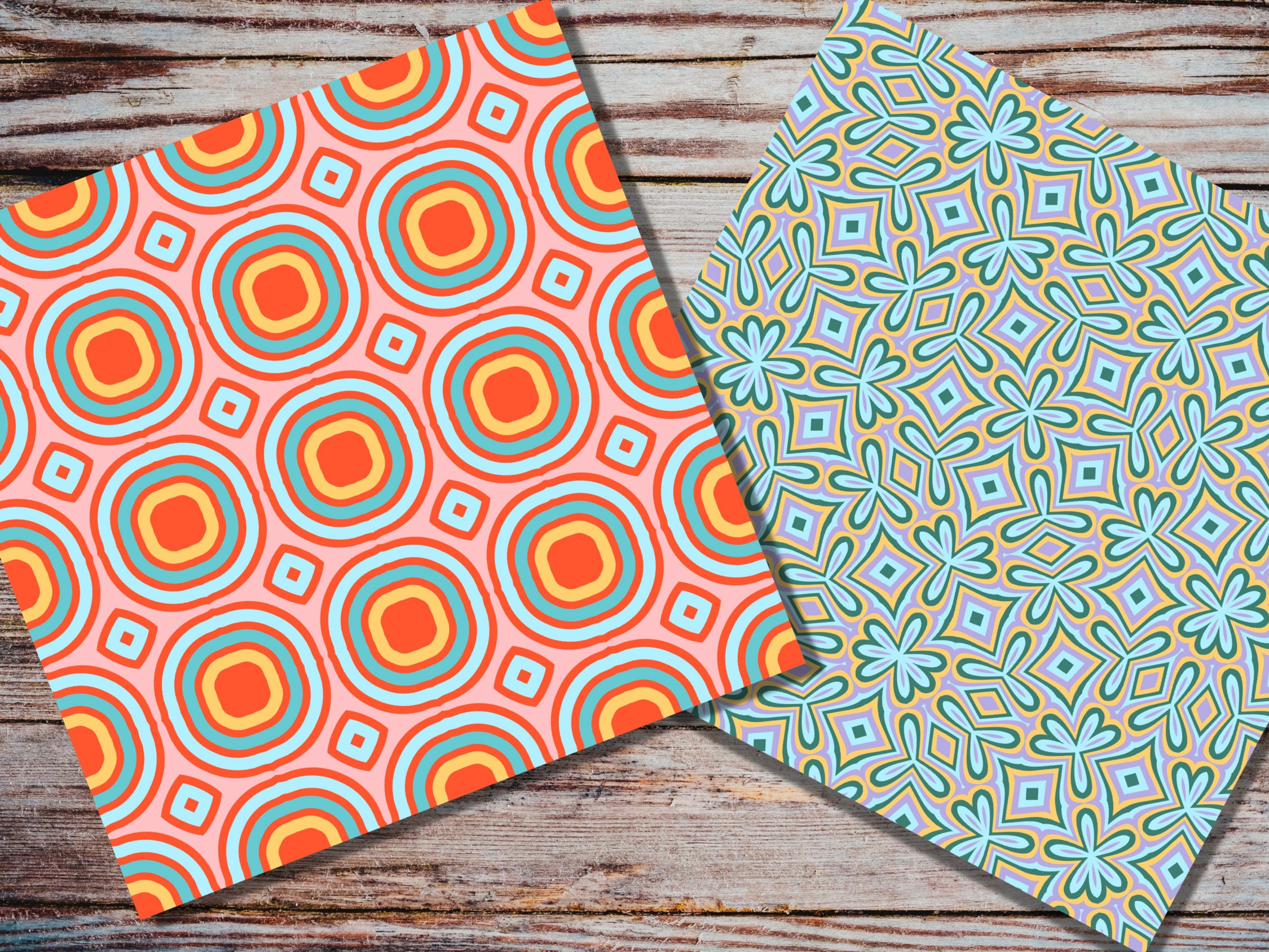 10 Groovy Retro Happy Digital Paper, Groovy One Paper Pack, Colorful ...