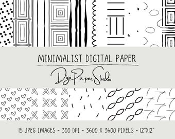 Nordic Digital Paper. Black, White Scandinavian Patterns. Hand Drawn ...