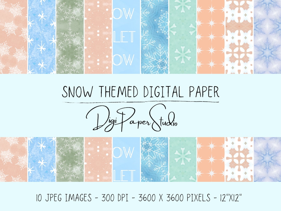 10 Snowflake Winter Digital Paper, Christmas Paper Pack, Snow Winter ...