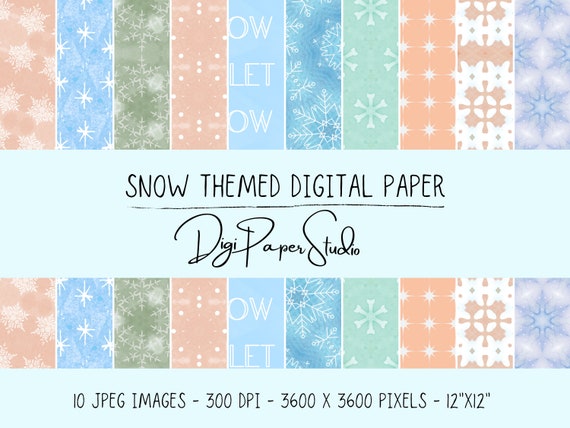 10 Snowflake Winter Digital Paper Christmas Paper Pack Snow - Etsy